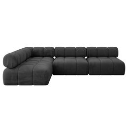 ECKSOFA modulares Sofa Samaro-L2 - 285x190x70 cm Schwarz Velours