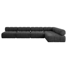 ECKSOFA modulares Sofa Samaro-L3 - 380x190x70 cm Schwarz Velours