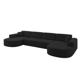 WOHNLANDSCHAFT MARI-U2 - 388x171x79 cm Schwarz Tissu