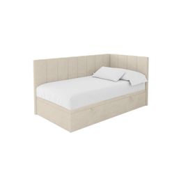 EINZELBETT Jugendbett mit Bettkasten Links, mit Matratze - LOVY 80x200 Beige