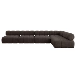ECKSOFA modulares Sofa Samaro-L3 - 380x190x70 cm Braun Velours