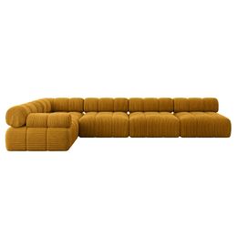 ECKSOFA modulares Sofa Mende-L3 - 380x190x70 cm Senfgelb Cord