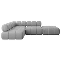 ECKSOFA modulares Sofa Favio-L1 - 285x190x70 cm Hellgrau Velours