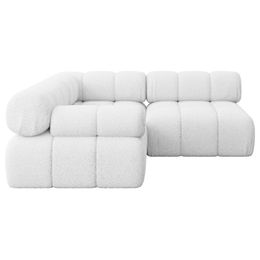 ECKSOFA modulares Sofa Mende-L1 - 190x190x70 cm Wei&szlig; Boucl&eacute;