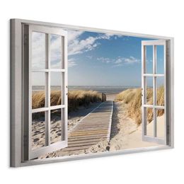 Artgeist Leinwandbild Window Wei&szlig;/Hellblau ca. 90x60cm