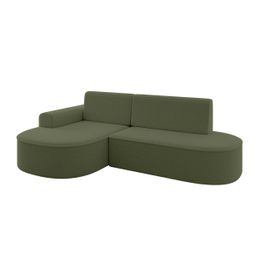 ECKSOFA mit Schlaffunktion und Bettkasten Ottomane Links MARI-L1-S - 283x167x73 cm Gr&uuml;n Boucl&eacute;