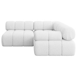 ECKSOFA modulares Sofa Mende-L1 - 190x190x70 cm Wei&szlig; Boucl&eacute;