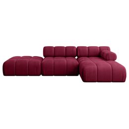 ECKSOFA modulares Sofa Lizur-L1 - 285x160x70 cm Bordeauxrot Velours