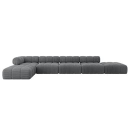ECKSOFA modulares Sofa Kerru-L3 - 475x190x70 cm Dunkelgrau Cord