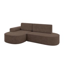 ECKSOFA mit Schlaffunktion und Bettkasten Ottomane Links MARI-L1-S - 283x167x85 cm Braun Velours