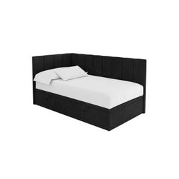 EINZELBETT Jugendbett mit Bettkasten Rechts, mit Matratze - LOVY 90x200 Schwarz