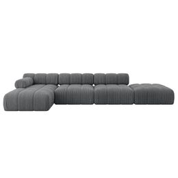 ECKSOFA modulares Sofa Lizur-L2 - 380x160x70 cm Dunkelgrau Cord