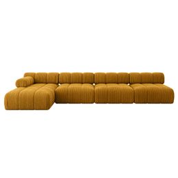 ECKSOFA modulares Sofa Razon-L3 - 380x160x70 cm Senfgelb Cord