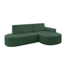 ECKSOFA mit Schlaffunktion und Bettkasten Ottomane Rechts MARI-L1-S - 283x167x73 cm Gr&uuml;n Cord