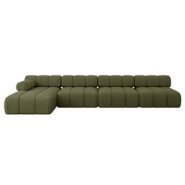 ECKSOFA modulares Sofa Razon-L3 - 380x160x70 cm Gr&uuml;n Boucl&eacute;