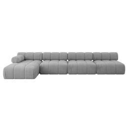 ECKSOFA modulares Sofa Razon-L3 - 380x160x70 cm Hellgrau Velours
