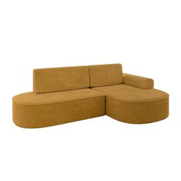 ECKSOFA mit Schlaffunktion und Bettkasten Ottomane Rechts MARI-L1-S - 283x167x85 cm Senfgelb Cord