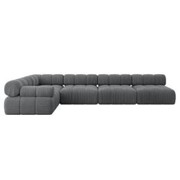 ECKSOFA modulares Sofa Mende-L3 - 380x190x70 cm Dunkelgrau Cord