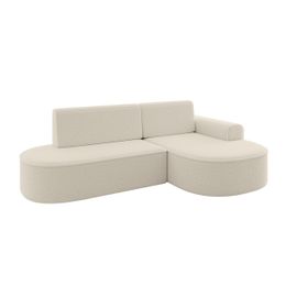 ECKSOFA mit Schlaffunktion und Bettkasten Ottomane Rechts MARI-L1-S - 283x167x85 cm Beige Boucl&eacute;