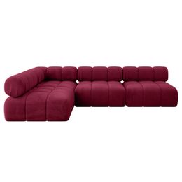 ECKSOFA modulares Sofa Samaro-L2 - 285x190x70 cm Bordeauxrot Velours