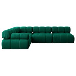 ECKSOFA modulares Sofa Mende-L2 - 285x190x70 cm Dunkelgr&uuml;n Velours