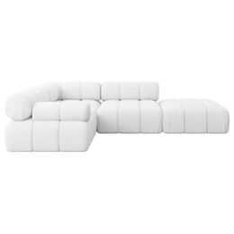 ECKSOFA modulares Sofa Felto-L1 - 285x190x70 cm Wei&szlig; Boucl&eacute;