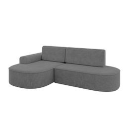 ECKSOFA mit Schlaffunktion und Bettkasten Ottomane Links MARI-L1-S - 283x167x85 cm Grau Velours