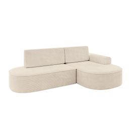 ECKSOFA mit Schlaffunktion und Bettkasten Ottomane Rechts MARI-L1-S - 283x167x85 cm Beige Cord