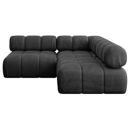 ECKSOFA modulares Sofa Samaro-L1 - 190x190x70 cm Schwarz Velours
