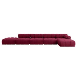 ECKSOFA modulares Sofa Lizur-L3 - 475x160x70 cm Bordeauxrot Velours