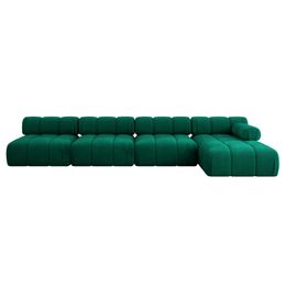 ECKSOFA modulares Sofa Razon-L3 - 380x160x70 cm Dunkelgr&uuml;n Velours