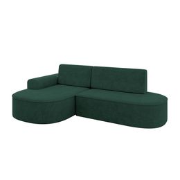 ECKSOFA mit Schlaffunktion und Bettkasten Ottomane Links MARI-L1-S - 283x167x73 cm Gr&uuml;n Velours