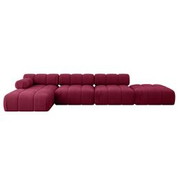 ECKSOFA modulares Sofa Lizur-L2 - 380x160x70 cm Bordeauxrot Velours