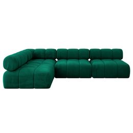 ECKSOFA modulares Sofa Samaro-L2 - 285x190x70 cm Dunkelgr&uuml;n Velours