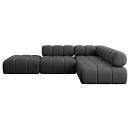 ECKSOFA modulares Sofa Favio-L1 - 285x190x70 cm Schwarz Velours