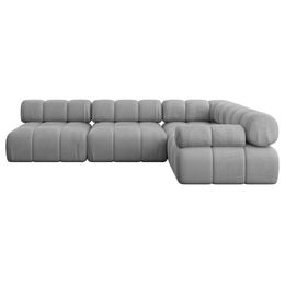 ECKSOFA modulares Sofa Mende-L2 - 285x190x70 cm Hellgrau Velours