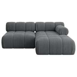 ECKSOFA modulares Sofa Razon-L1 - 190x160x70 cm Dunkelgrau Cord