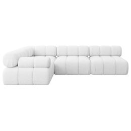 ECKSOFA modulares Sofa Mende-L2 - 285x190x70 cm Wei&szlig; Boucl&eacute;