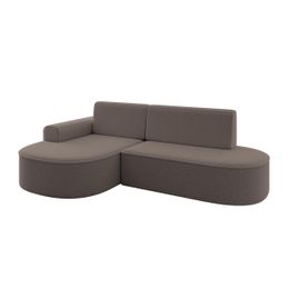 ECKSOFA mit Schlaffunktion und Bettkasten Ottomane Links MARI-L1-S - 283x167x85 cm Braun Boucl&eacute;
