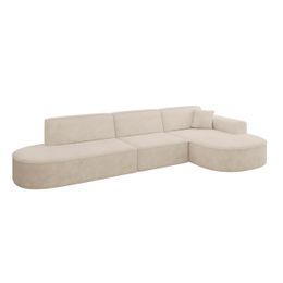 ECKSOFA Ottomane Rechts MARI-L2 - 328x171x79 cm Beige Velours