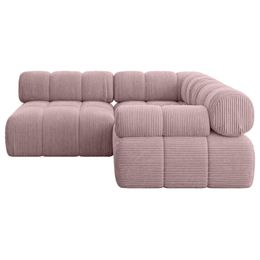 ECKSOFA modulares Sofa Mende-L1 - 190x190x70 cm Rosa Cord