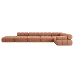ECKSOFA modulares Sofa Felto-L3 - 475x190x70 cm Apricot Velours