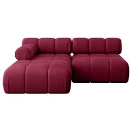 ECKSOFA modulares Sofa Razon-L1 - 190x160x70 cm Bordeauxrot Velours