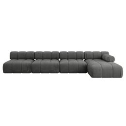 ECKSOFA modulares Sofa Razon-L3 - 380x160x70 cm Dunkelgrau Velours