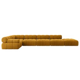 ECKSOFA modulares Sofa Felto-L3 - 475x190x70 cm Senfgelb Cord