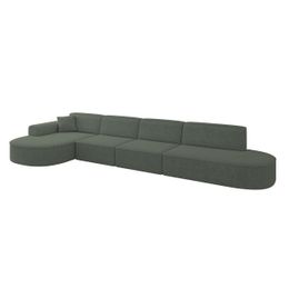 ECKSOFA Ottomane Links MARI-L3 - 413x171x79 cm Gr&uuml;n Tissu