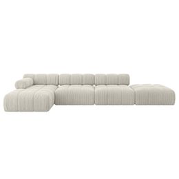 ECKSOFA modulares Sofa Lizur-L2 - 380x160x70 cm Creme Cord