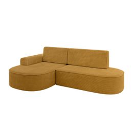 ECKSOFA mit Schlaffunktion und Bettkasten Ottomane Links MARI-L1-S - 283x167x85 cm Senfgelb Cord