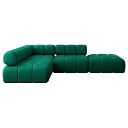ECKSOFA modulares Sofa Favio-L1 - 285x190x70 cm Dunkelgr&uuml;n Velours