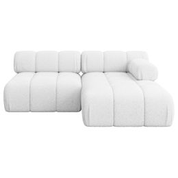 ECKSOFA modulares Sofa Razon-L1 - 190x160x70 cm Wei&szlig; Boucl&eacute;